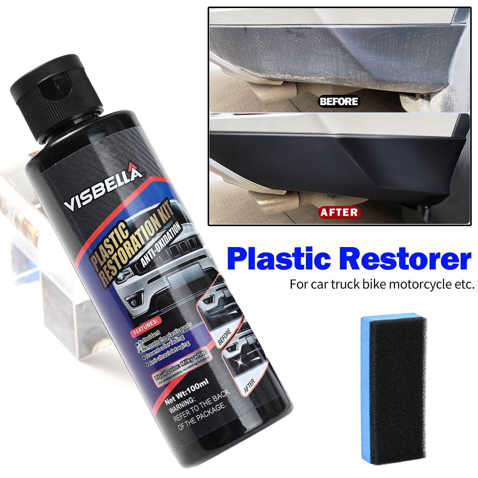 100ml 3.4OZ Car Plastic Restorer Trim Restoration Kit Revitalizing ...