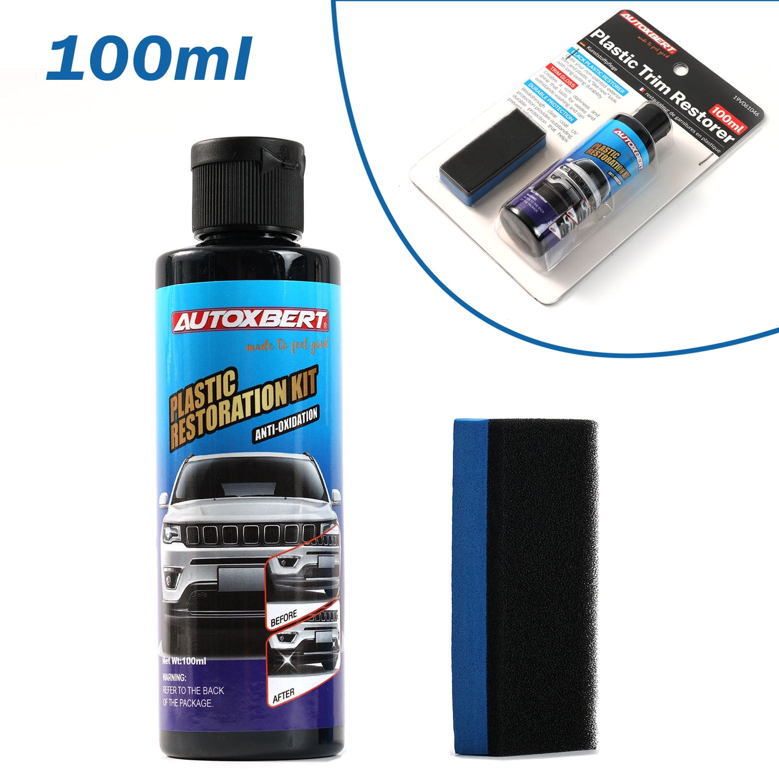 Yiwosu 100ml 3.4oz Car Plastic Restorer, Trim Restoration Kit, Ceramic ...