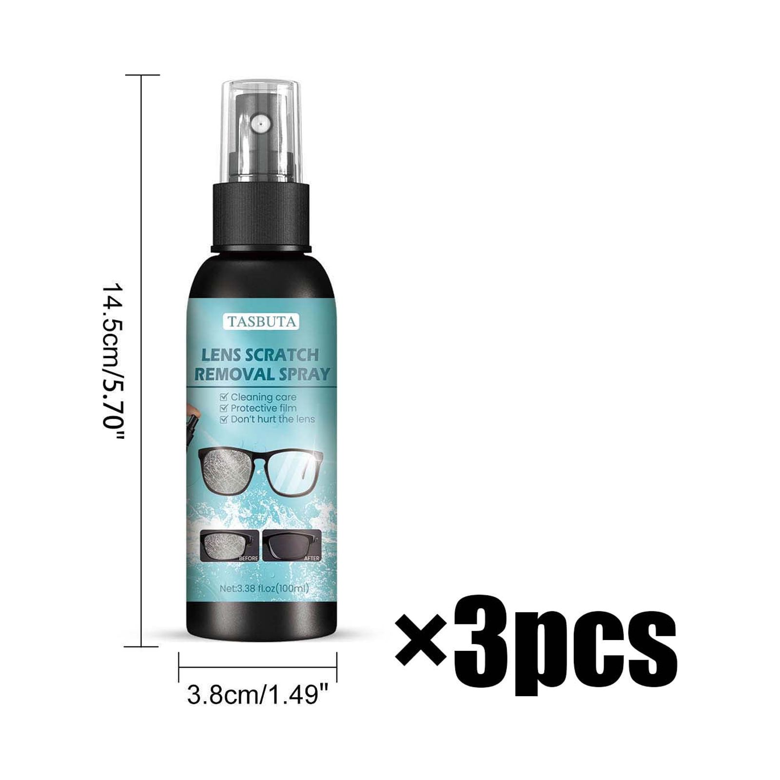 100ml*3 Eye Glass Cleaner For Glasses And Sunglasses Scratch And Lens ...