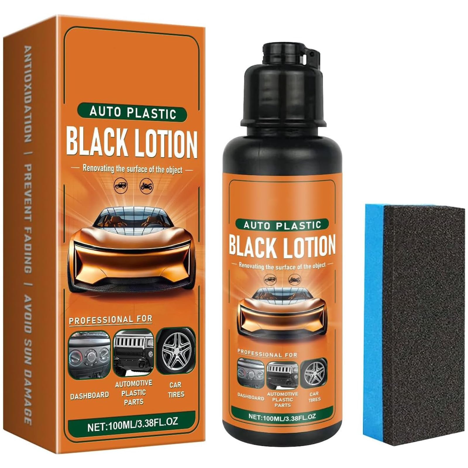 100ml Auto Plastic Trim Restorer – Kit with Applicator Sponge, Interior ...