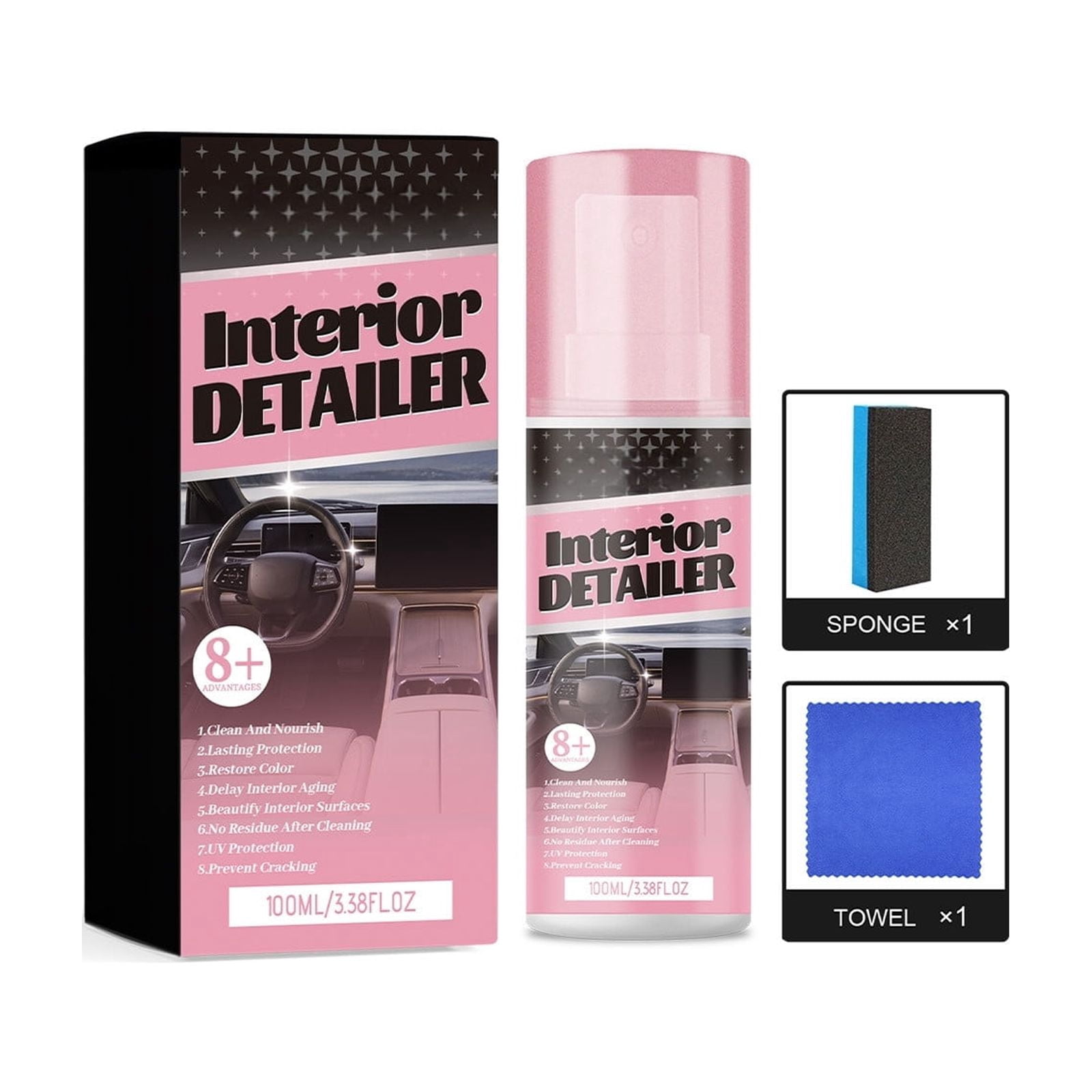 100ml Car Interior Care Agent Kit Auto Leather And Plastic Cleaner ...