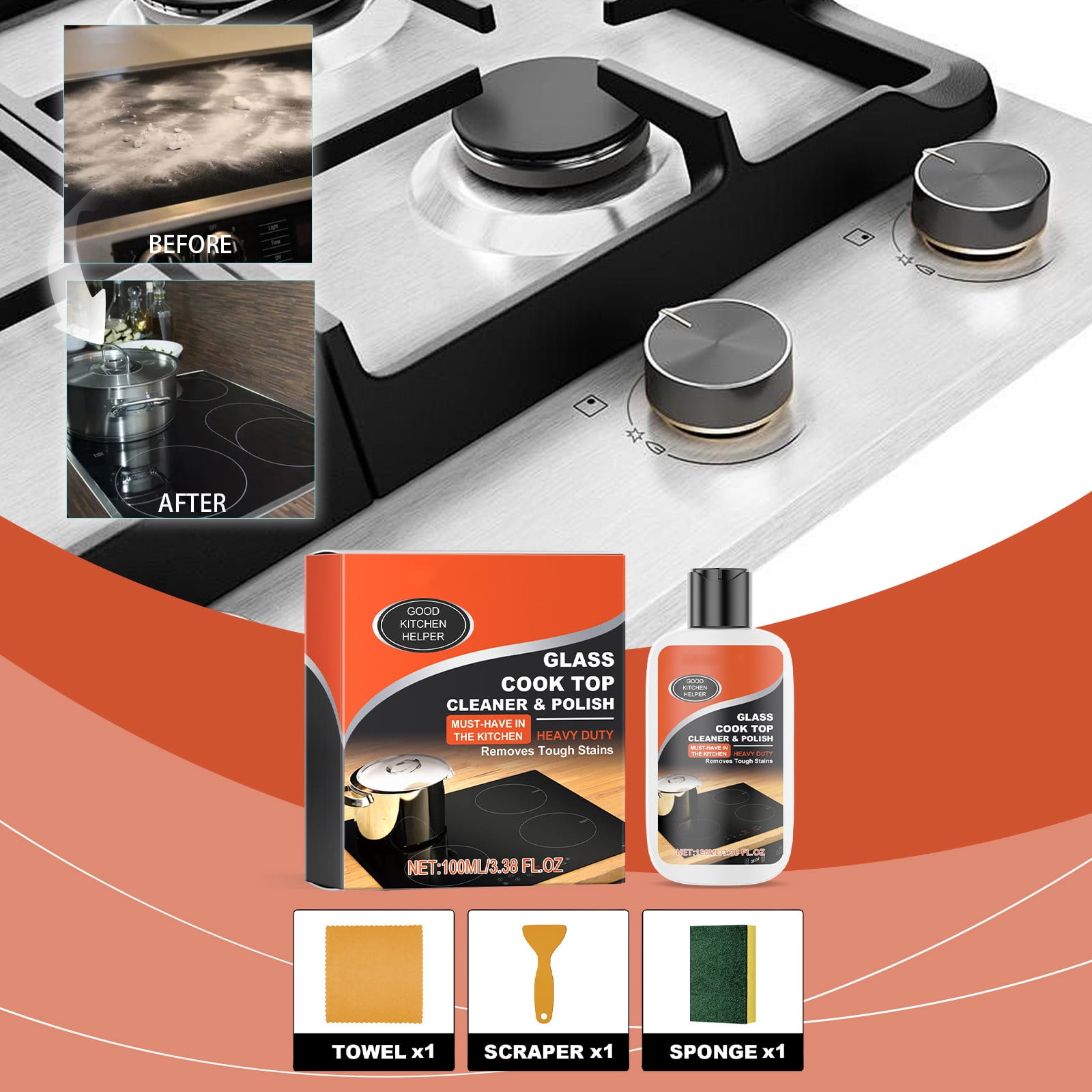 100ml Glass Cooktop Cleaner and Polish – Effective Stain Removal and ...