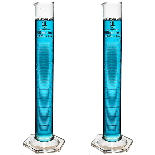 100ml Graduated Cylinder, Borosilicate 3.3 Glass, Single Metric Scale ...