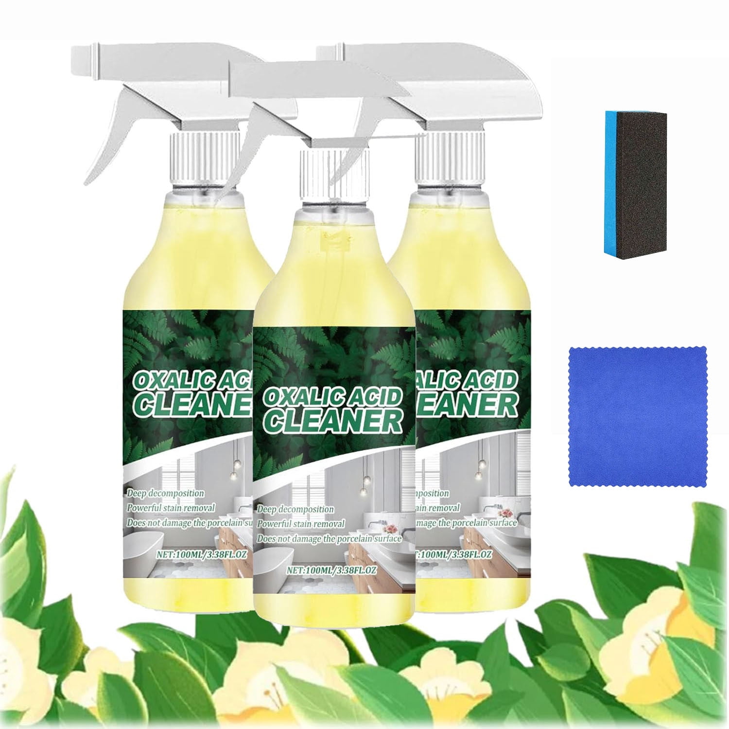 100ml Oxalic Acid Cleaner Spray with Sponge & Cloth, 2026 Upgraded ...