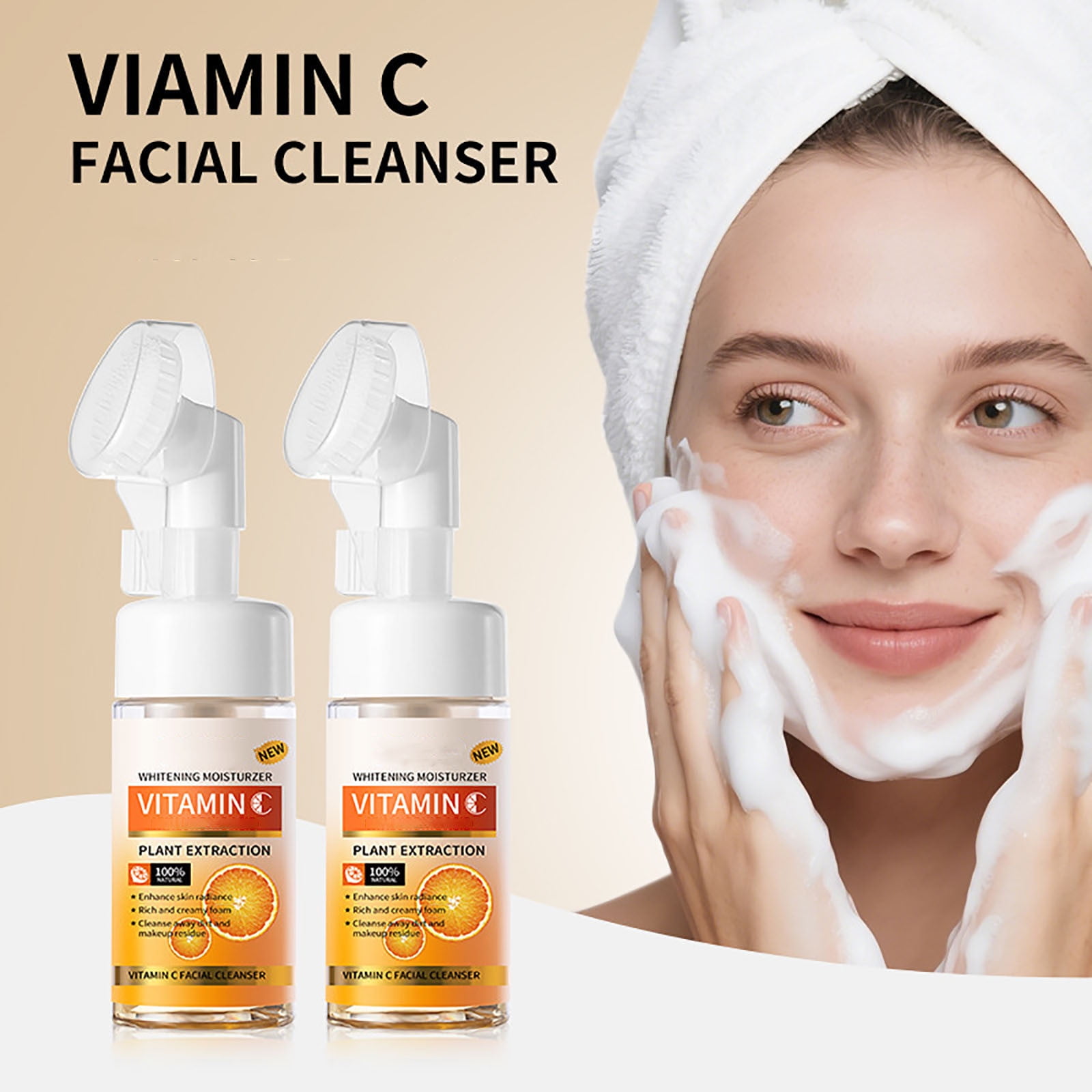 100ml Vitamin C Cleansing Mousse - Deep Cleansing Face Wash & Makeup ...