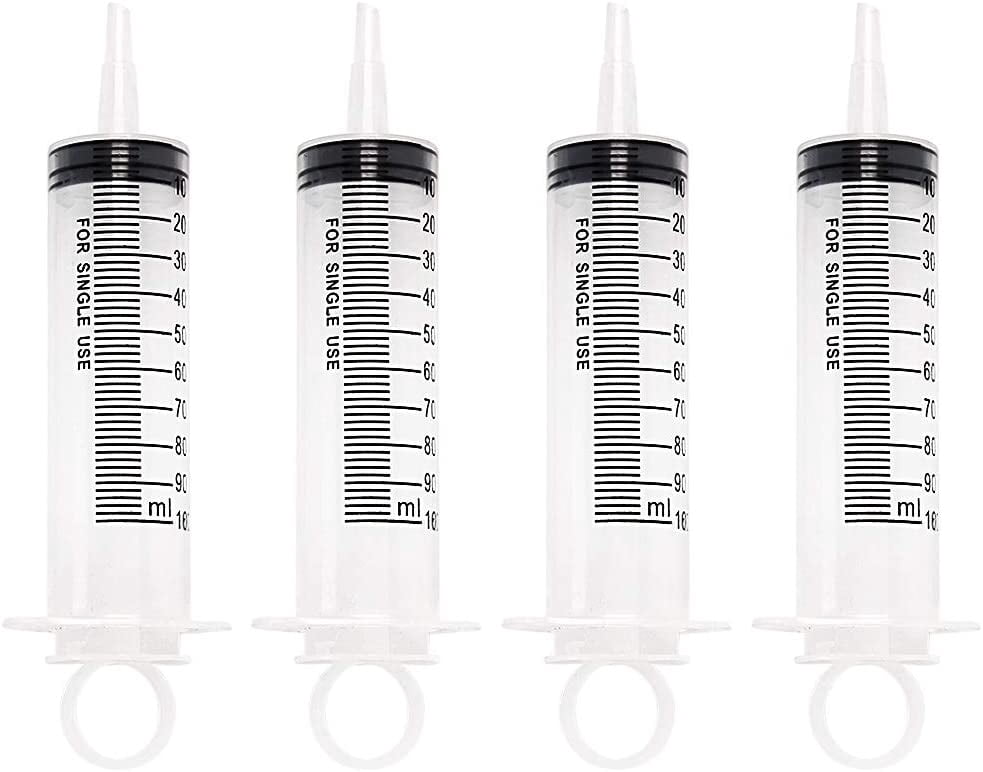 100ml syringe with caps (4-pack) suitable for industrial and scientific ...