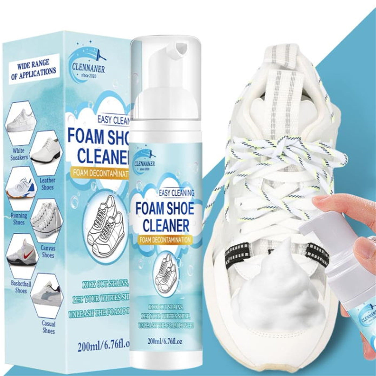 100mlShoe Cleaner Kit 6.76 Oz White Sneakers Cleaner With Brush And ...