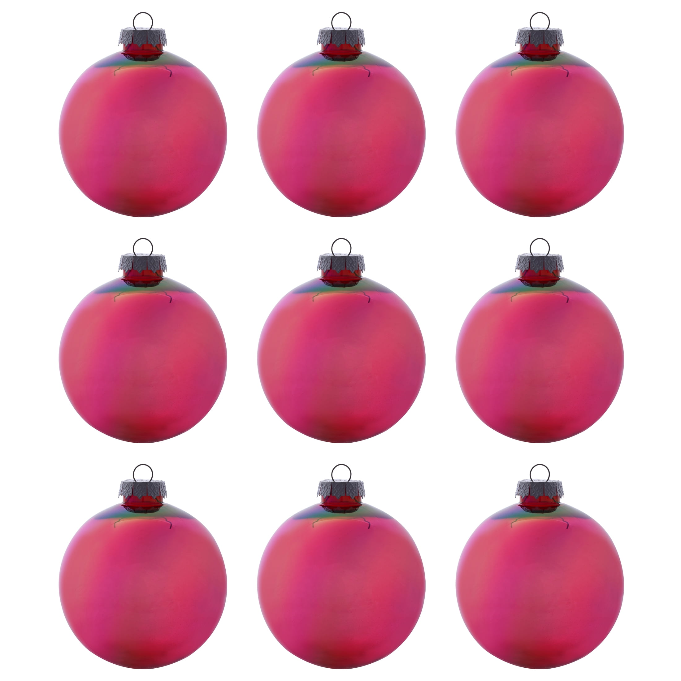 Holiday Time 100mm Pink Iridescent Shatterproof Christmas Ornaments, 9 ...