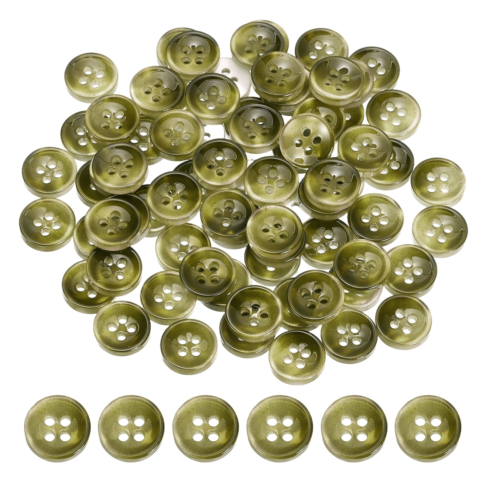 100pack Buttons for Sewing, 11.5mm 4 Holes Resin Round Bowl Type Button ...