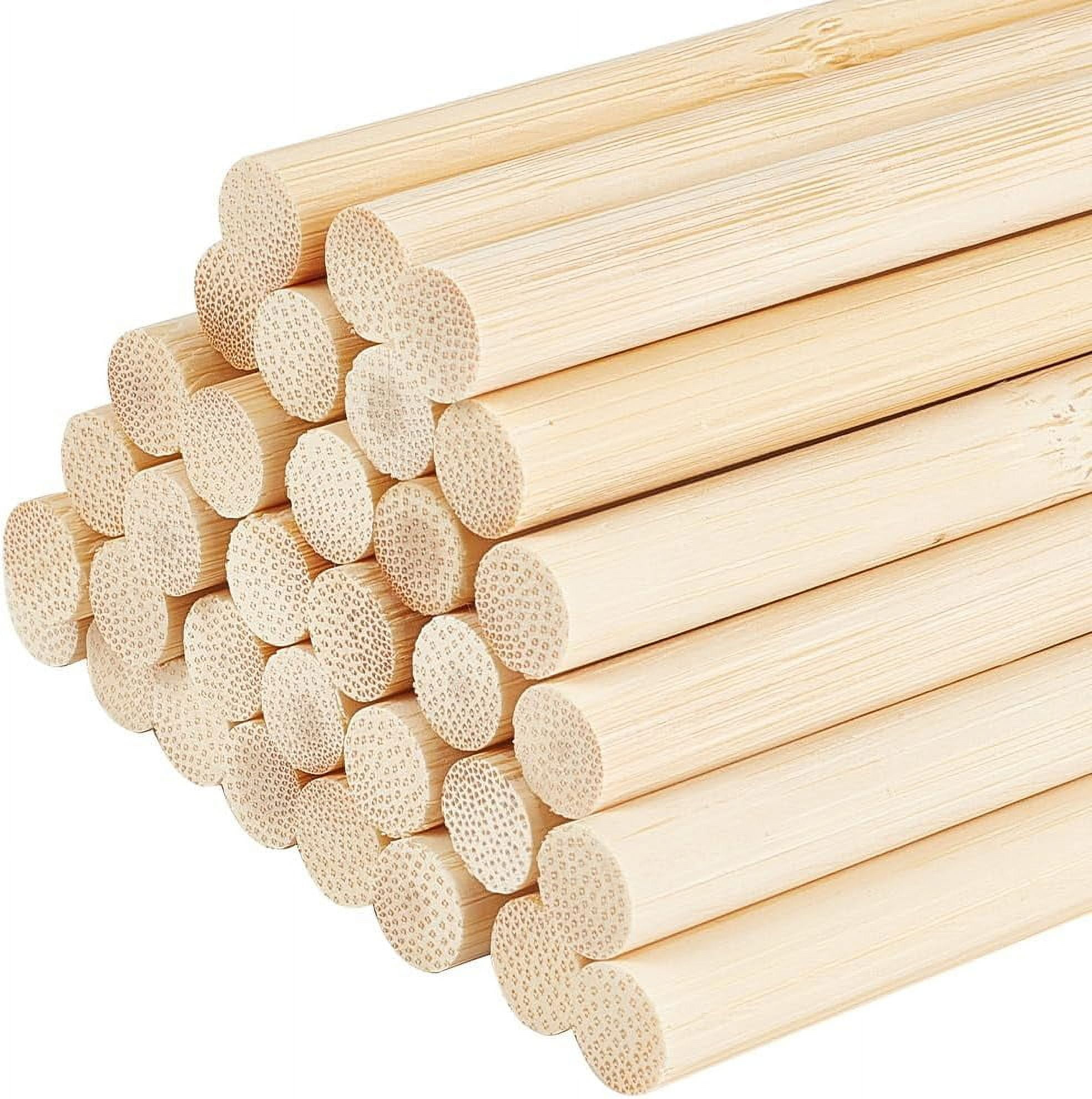 100pc 100Pcs Round Wood Sticks 7.9 inch Long Unfinished Wooden Strips 0 ...