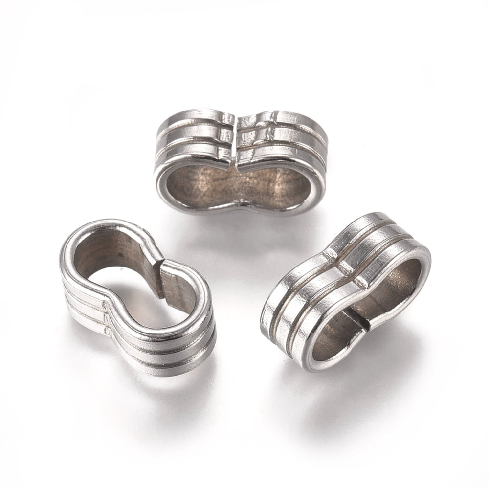 100pc 201 Stainless Steel Slide Charms/Slider Beads for Leather Cord ...