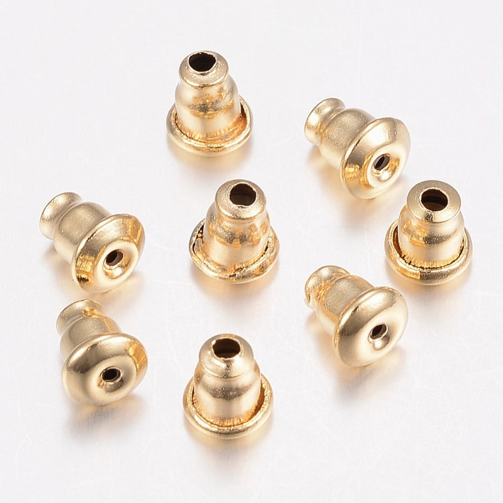 100pc 304 Stainless Steel Ear Nuts Earring Backs Real 18K Gold Plated 5 ...