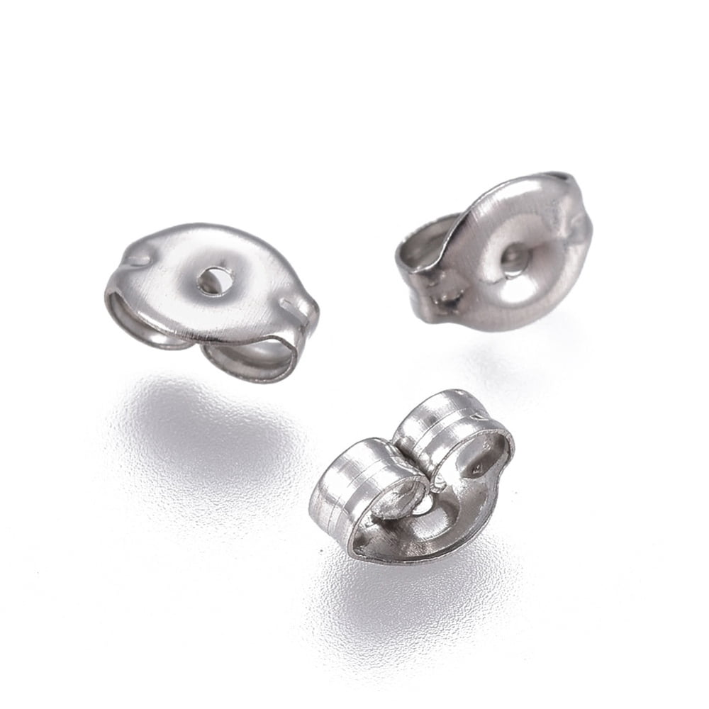 100pc 304 Stainless Steel Ear Nuts Earring Backs Stainless Steel Color ...