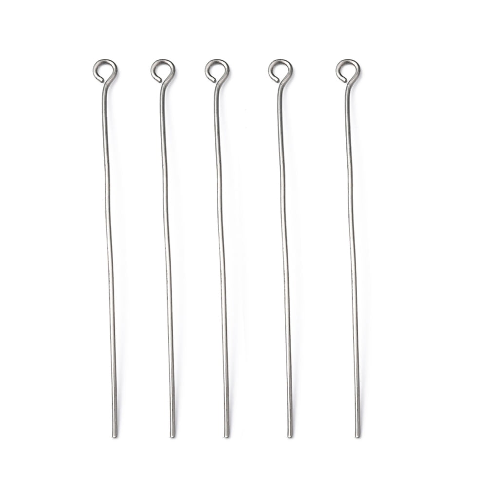 100pc 304 Stainless Steel Eye Pin Stainless Steel Color 50mm Hole: 2mm ...