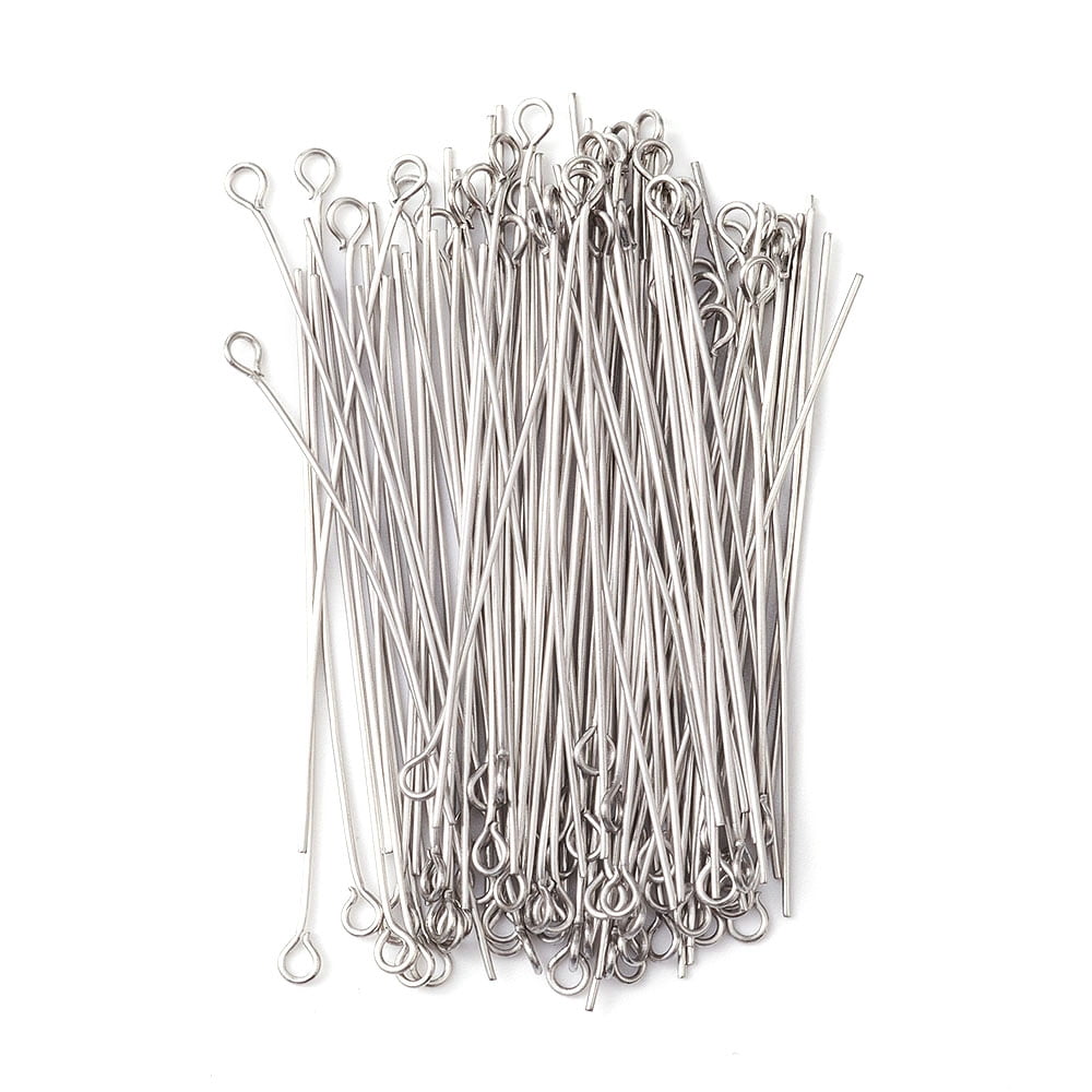 100pc 304 Stainless Steel Eye Pins Stainless Steel Color 50mm Pin: 0 ...