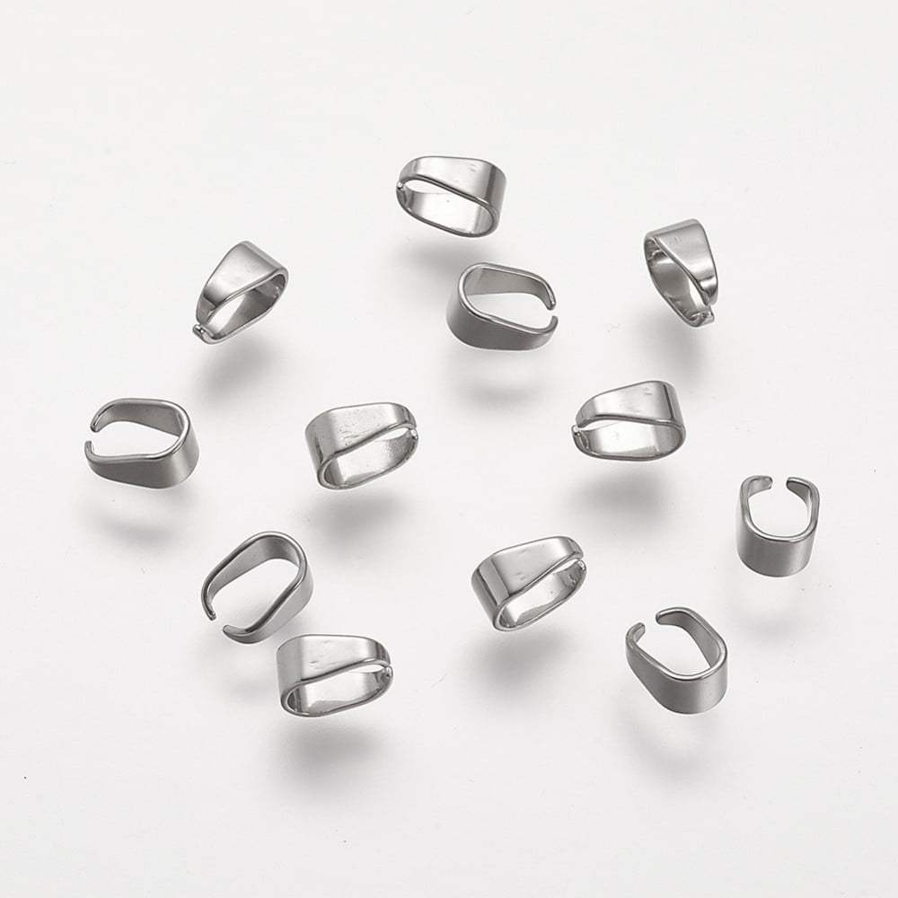 100pc 304 Stainless Steel Snap on Bails Stainless Steel Color 7x5x3.5mm ...