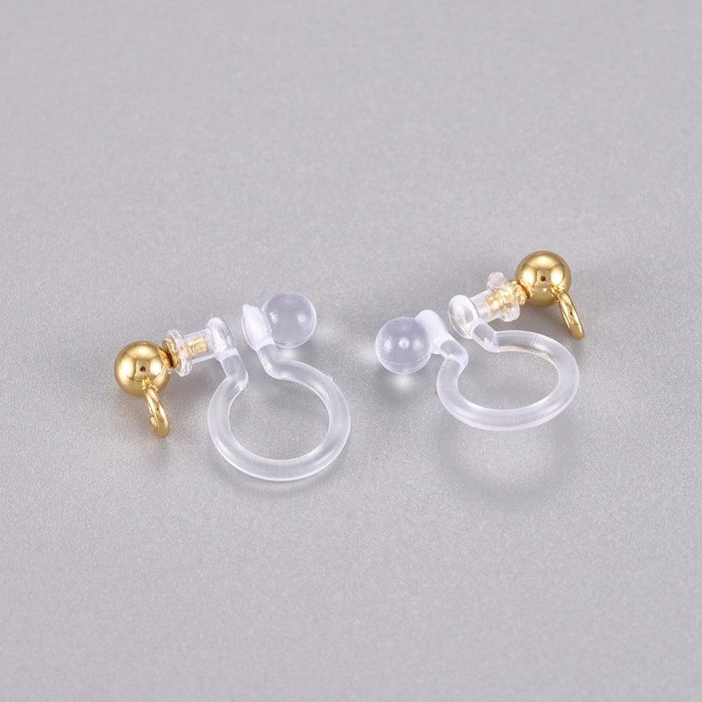 100pc 304 Stainless Steel and Plastic Clip-on Earring Findings Real 18k ...