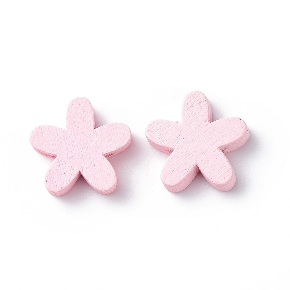 100pc 5-Petal Buttons Wooden Buttons Pearl Pink 17mm - Walmart.com