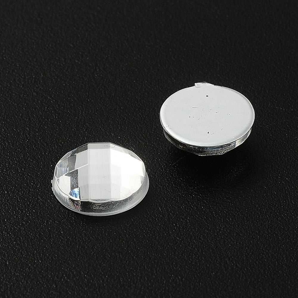 100pc Acrylic Rhinestone Cabochons Flat Back Faceted Half Round Clear ...