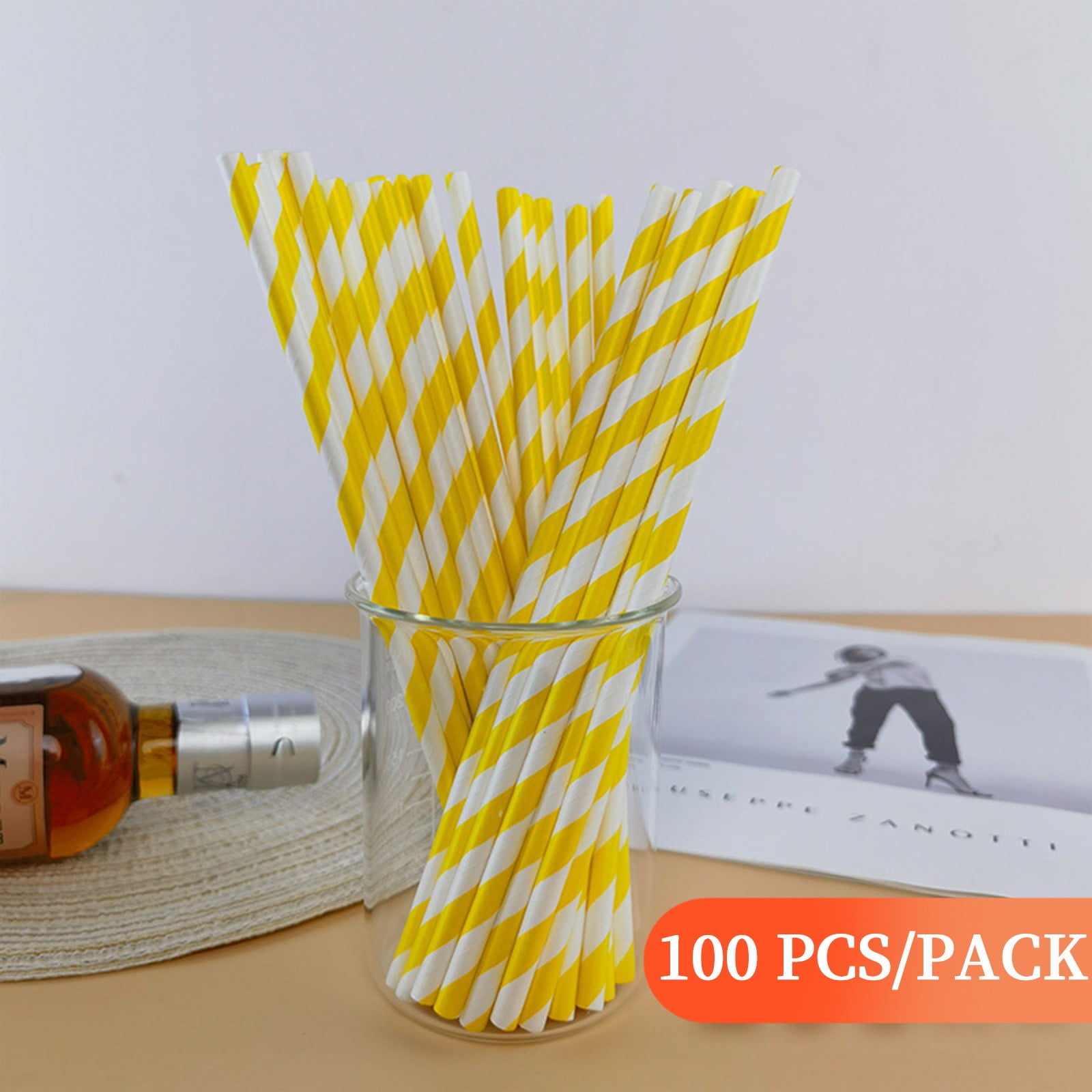 100pc Biodegradable Paper Straws - Eco-Friendly, Thick & Durable ...