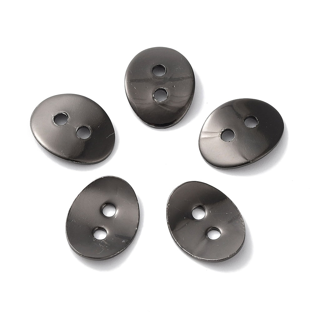 100pc Brass Button Clasps Gunmetal 10mm wide 14mm long 1mm thick hole ...