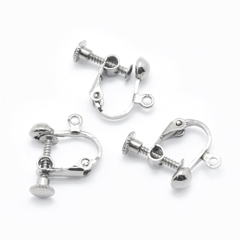100pc Brass Screw On Clip-on Earring Findings Spiral Ear Clip For Non ...