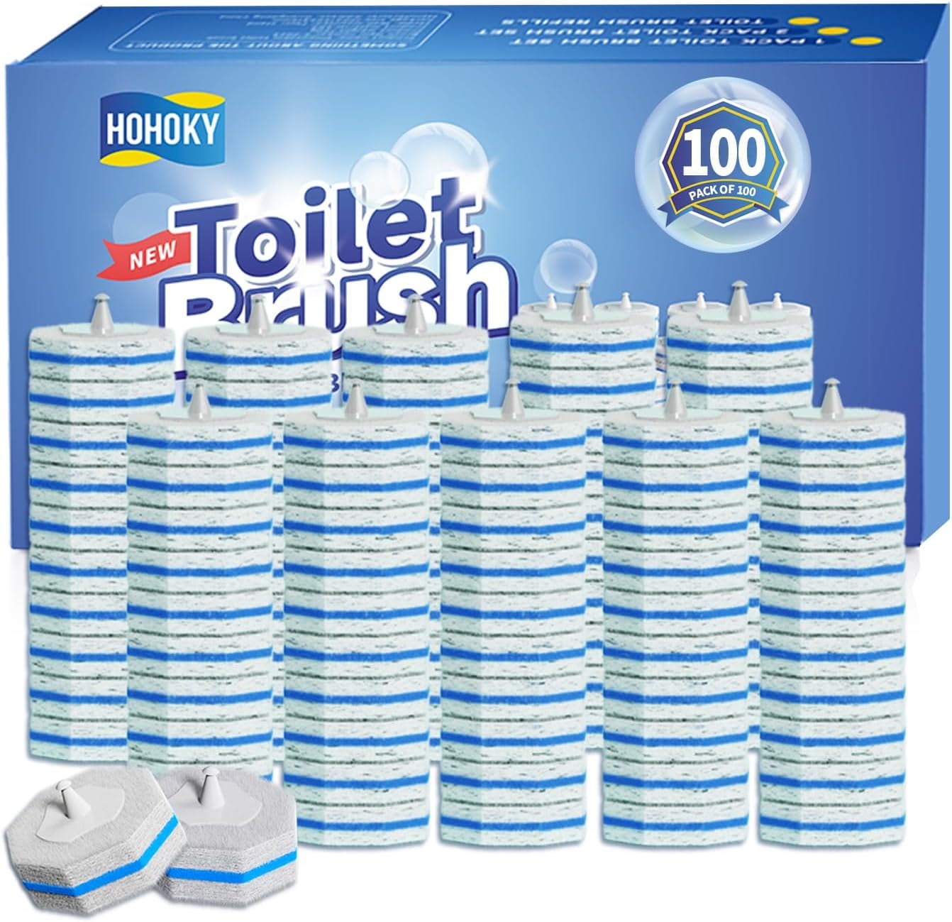 100pc Bulk Toilet Wand Refills - Disposable Toilet Brush Replacement ...