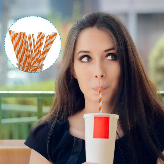 100pc Disposable Paper Straws - Thick & Durable, Eco-Friendly Drinking ...
