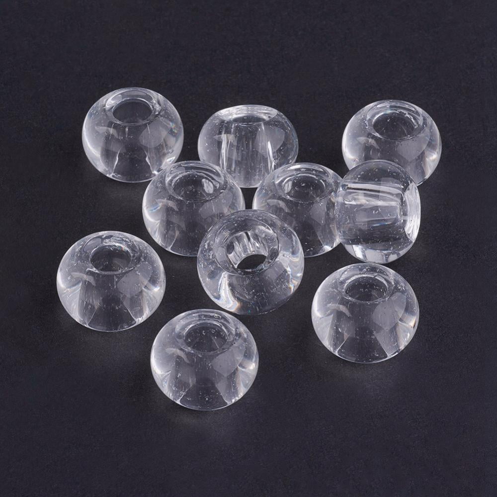 100pc Glass European Beads Large Hole Beads Rondelle Clear 15x10mm Hole ...