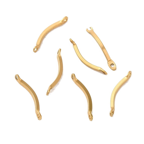 100pc Ion Plating(IP) 304 Stainless Steel Connector Charms Curved Bar ...