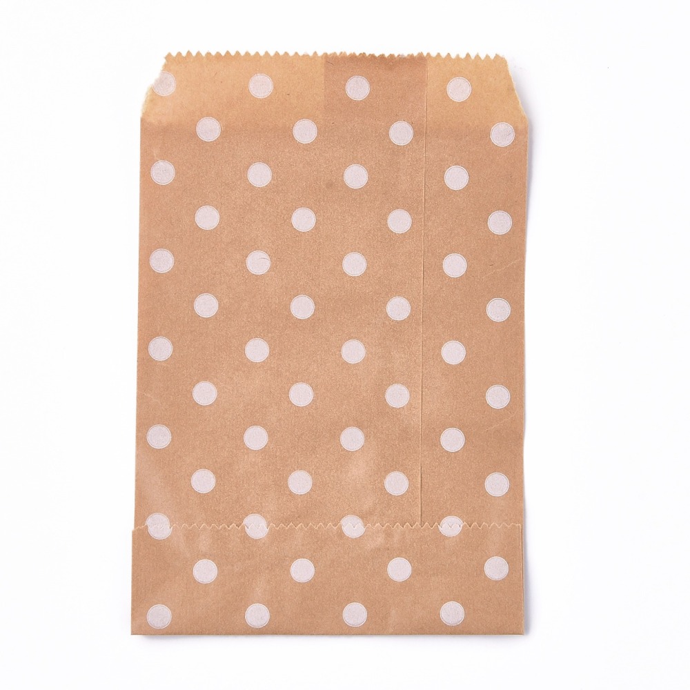 100pc Kraft Paper Bags No Handles Food Storage Bags BurlyWood Polka Dot ...