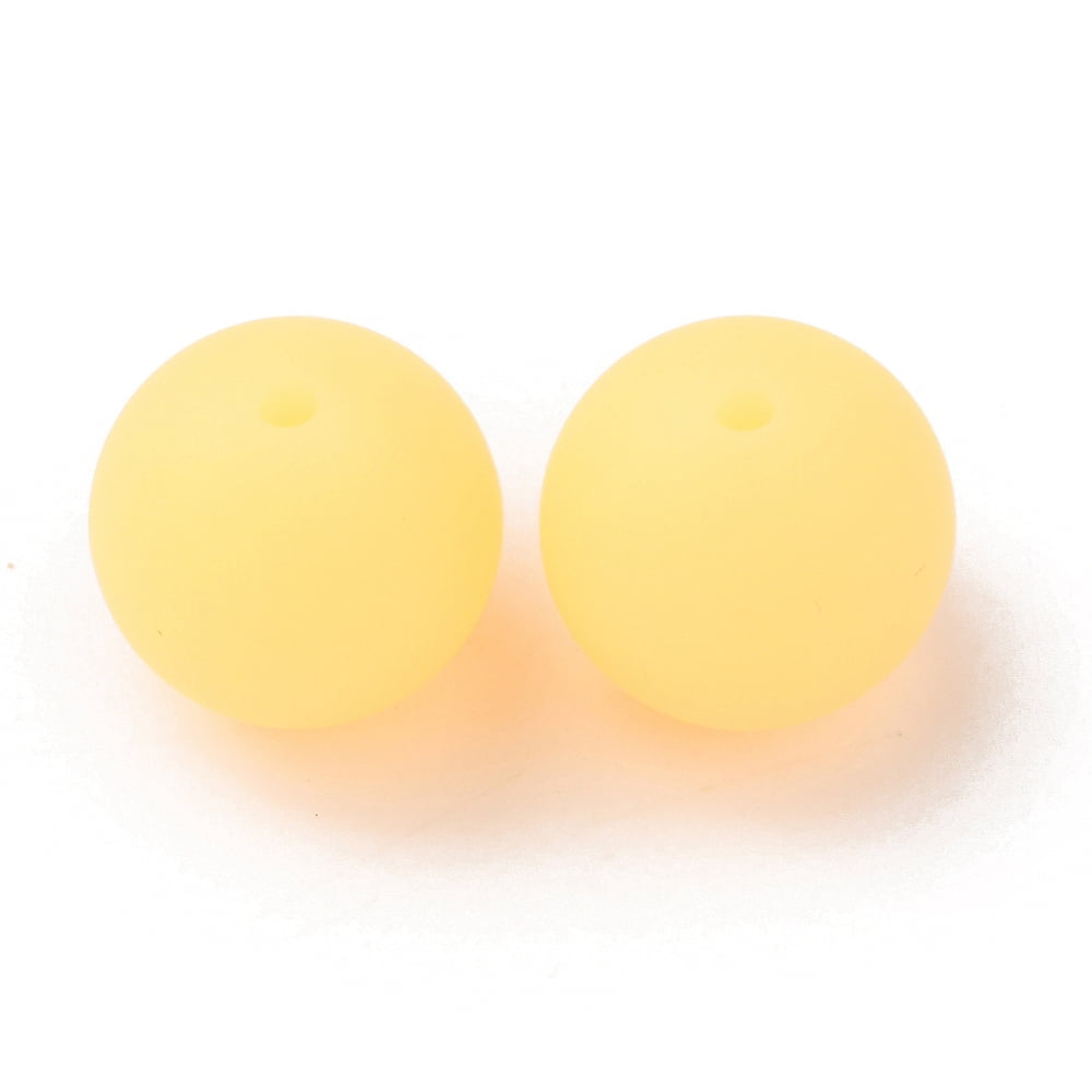 100pc Luminous Round Food Grade Silicone Beads Gold 15x14.5mm Hole ...