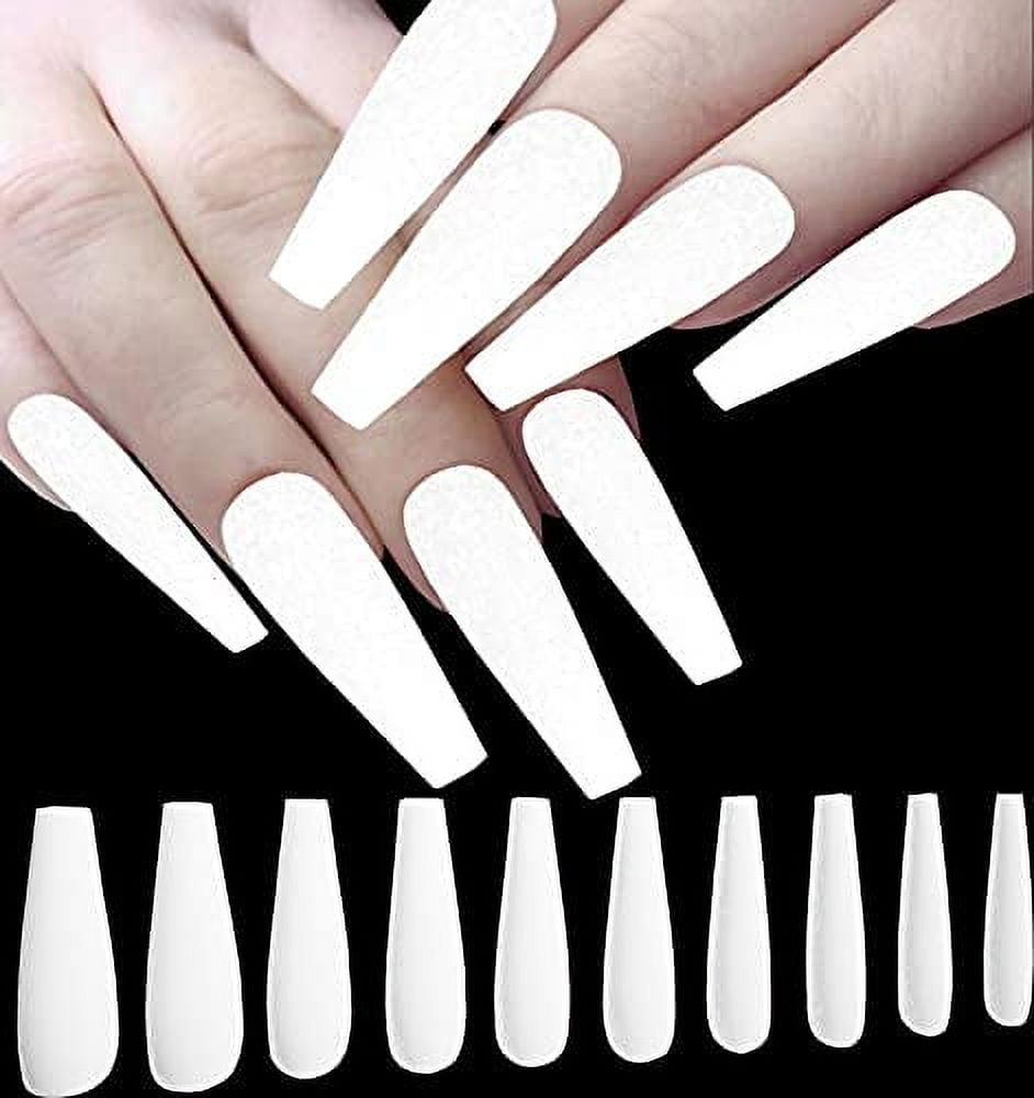 100pc Matte Coffin Press On Nails Long Colored Ballerina Shape