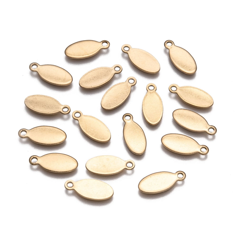 100pc Oval Ion Plating(IP) 304 Stainless Steel Stamping Blank Tag ...