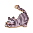 100pc Rack Plating Alloy Enamel Pendants Golden Cat Charm Gray ...