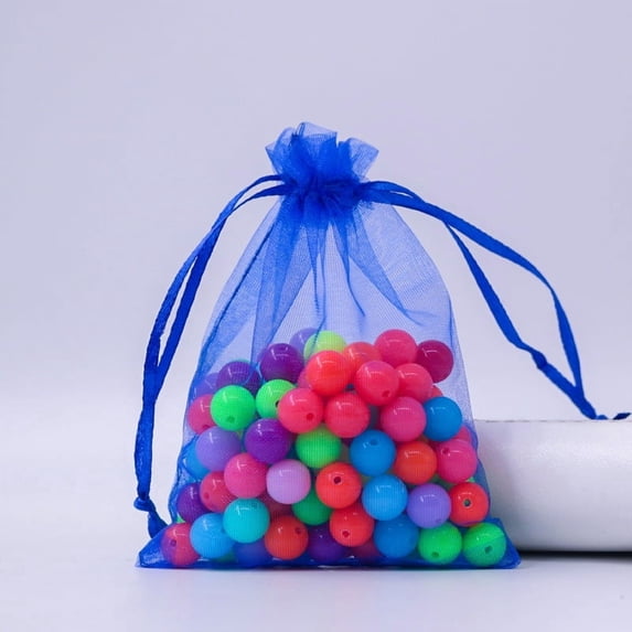 100pc Rectangle Organza Drawstring Bags Medium Blue 15x10cmDIY ...