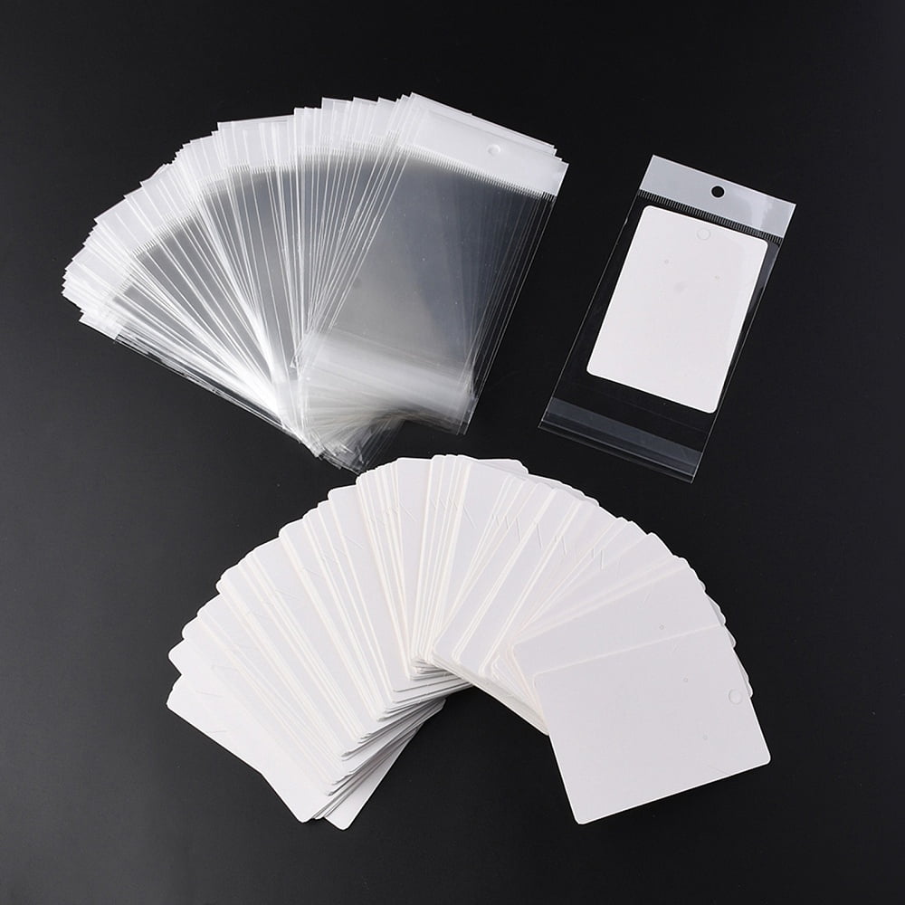 100pc Rectangle Paper One Pair Earring Display Cards with Hanging Hole ...