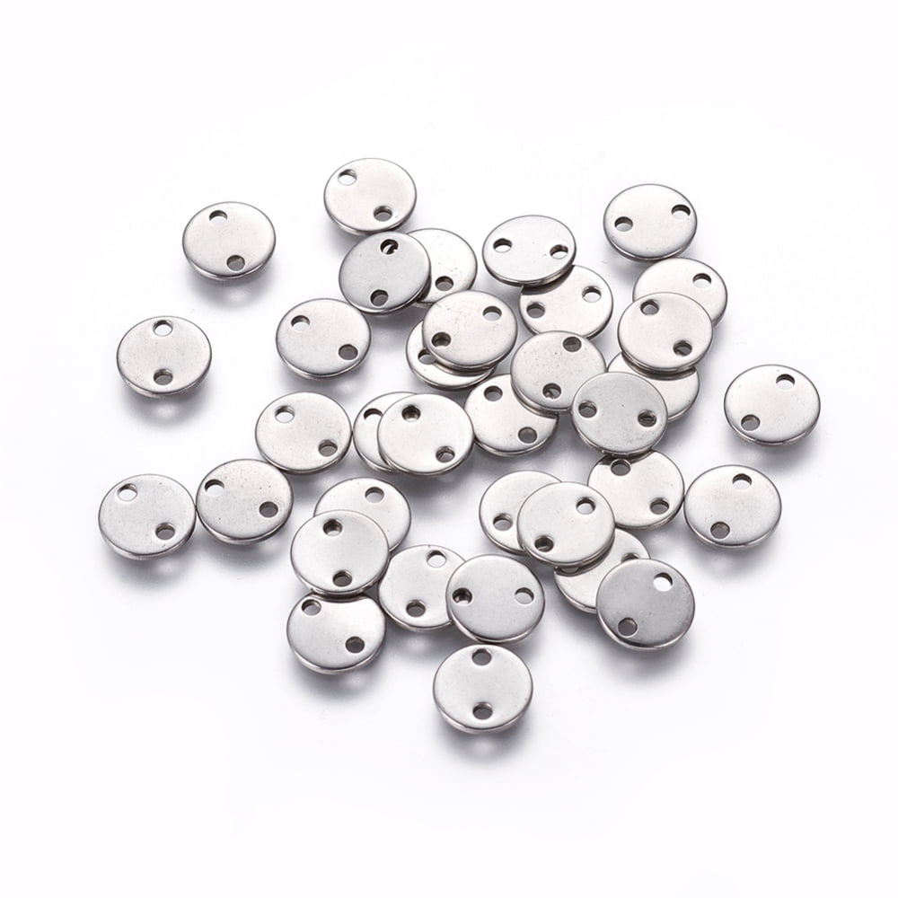 100pc Tarnish Resistant 304 Stainless Steel Links connectors Flat Round ...