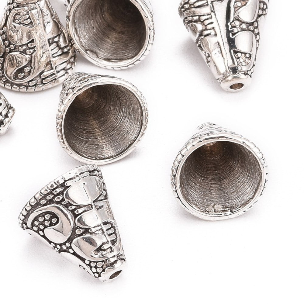 100pc Tibetan Style Cone Alloy Bead Caps Antique Silver 13x12mm Hole: 2 ...