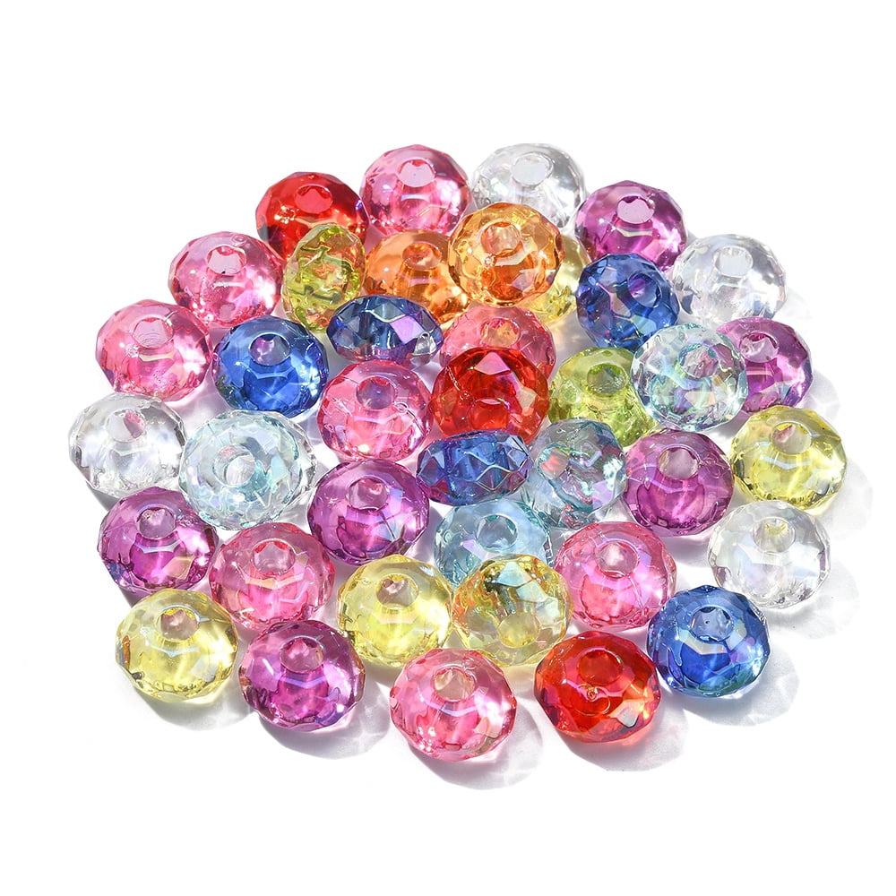 100pc Transparent Acrylic European Beads Large Hole Beads AB Color ...