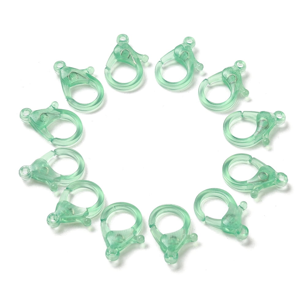 100pc Transparent Plastic Lobster CLaw Clasps Light Green 26x19x6mm ...