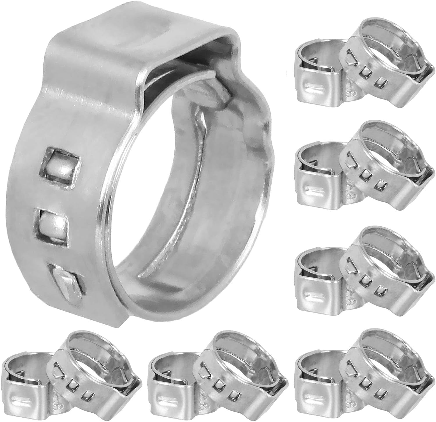 100pcs 1/2 inch PEX Crimp Rings, Stainless Steel PEX Cinch Clamps 17 ...