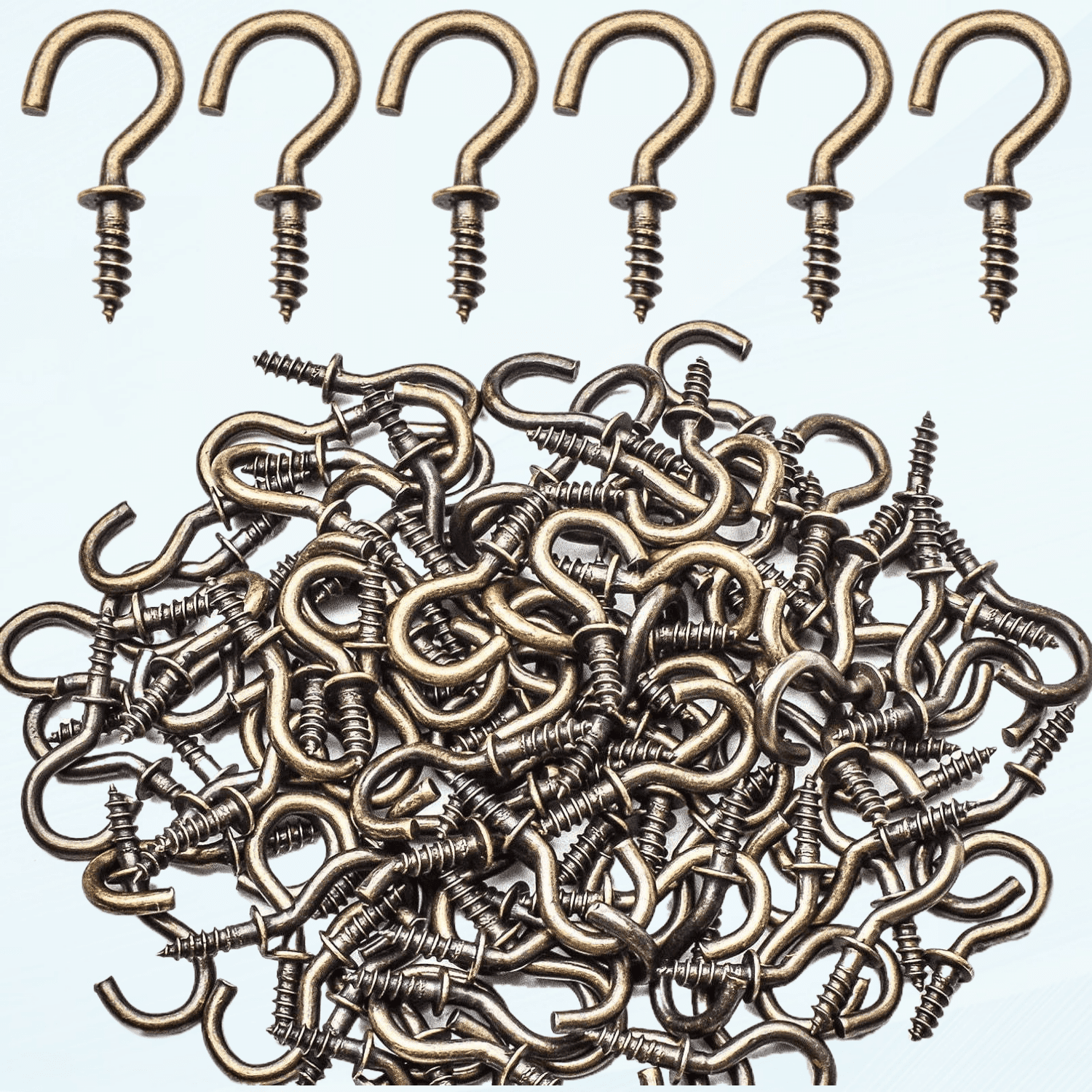 100pcs 1/2inch Bronze Mini Screw-in Cup Hooks Screw Hooks Cup Ceiling ...