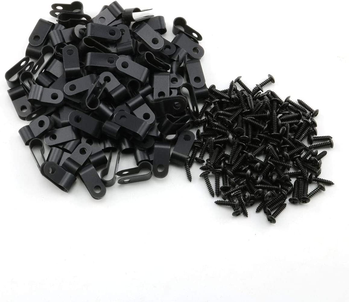 100pcs 1/4 inch (6.4mm) R-Type Cable Clamp Nylon Wire Hose Tube ...