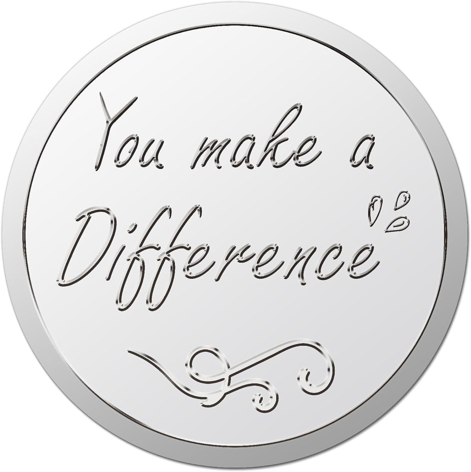 100pcs 1.5 Inch You Make a Difference Silver Foil Stickers Silver ...