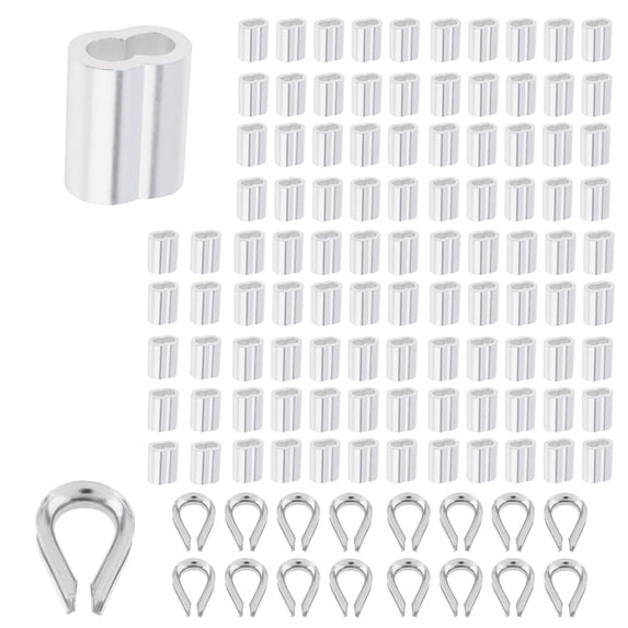 100pcs 1/8 Inch Aluminum Crimping Loop Sleeves with 16pcs 1/8 Inch M3 ...