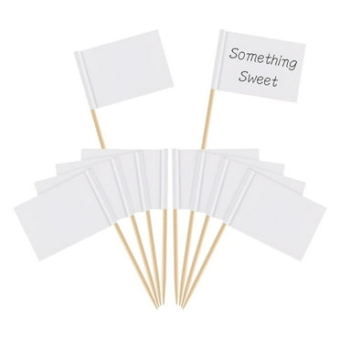 BLUE TOP 50 Pieces Cupcake Picks Blank Toothpick Flags Cake Toppers ...