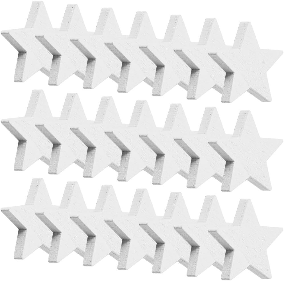 100pcs 1" Wooden Stars for Crafts Small White Unfinished Blank Wood ...