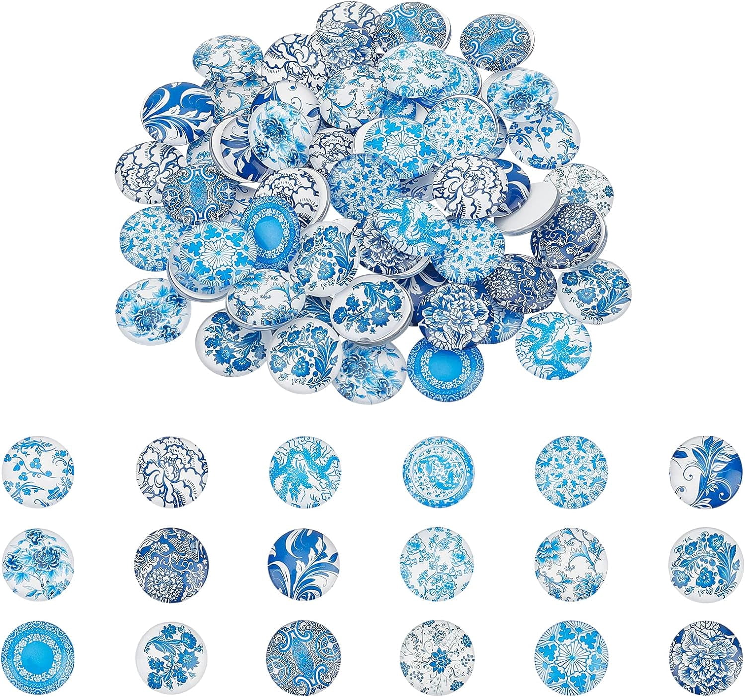 100pcs 100 Pcs 25mm Printed Glass Cabochons Flatback Dome Cabochons ...