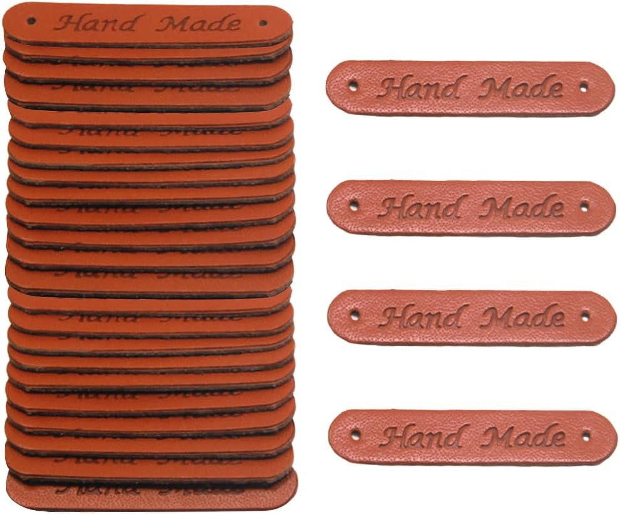 100pcs 100 pcs 5 x 1 CM Handmade Faux Pu Leather Tags Oval Personalized ...